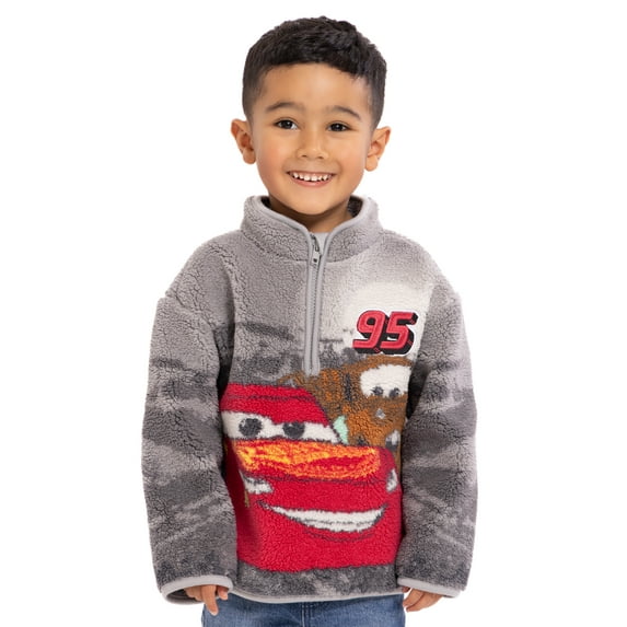 Disney Pixar Cars Toddler Boys Plush Fleece Half Zip Sweatshirt, Sizes ...