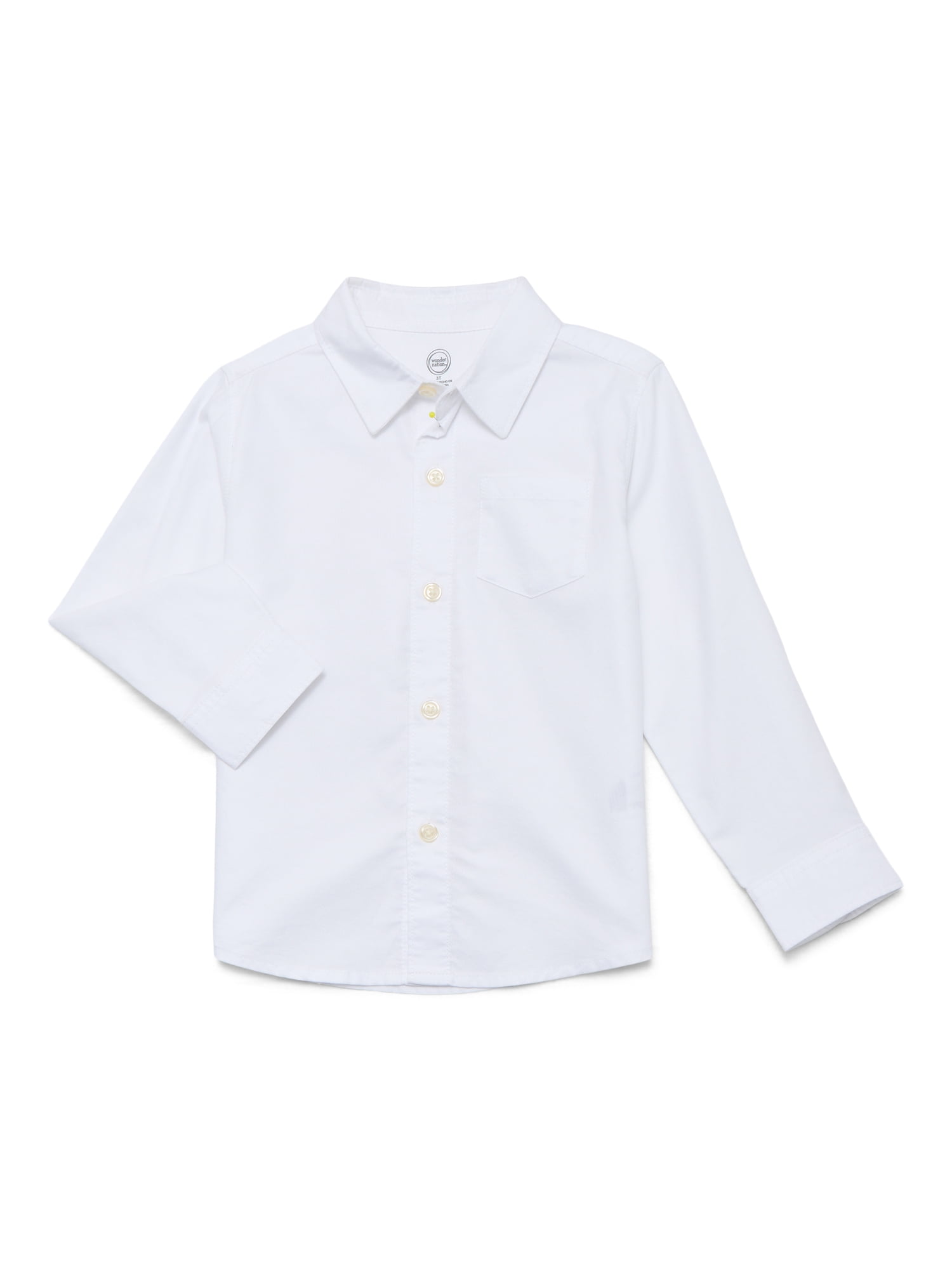 Wonder Nation Toddler Boys' Cotton Button Up Shirt with Long Sleeves ...