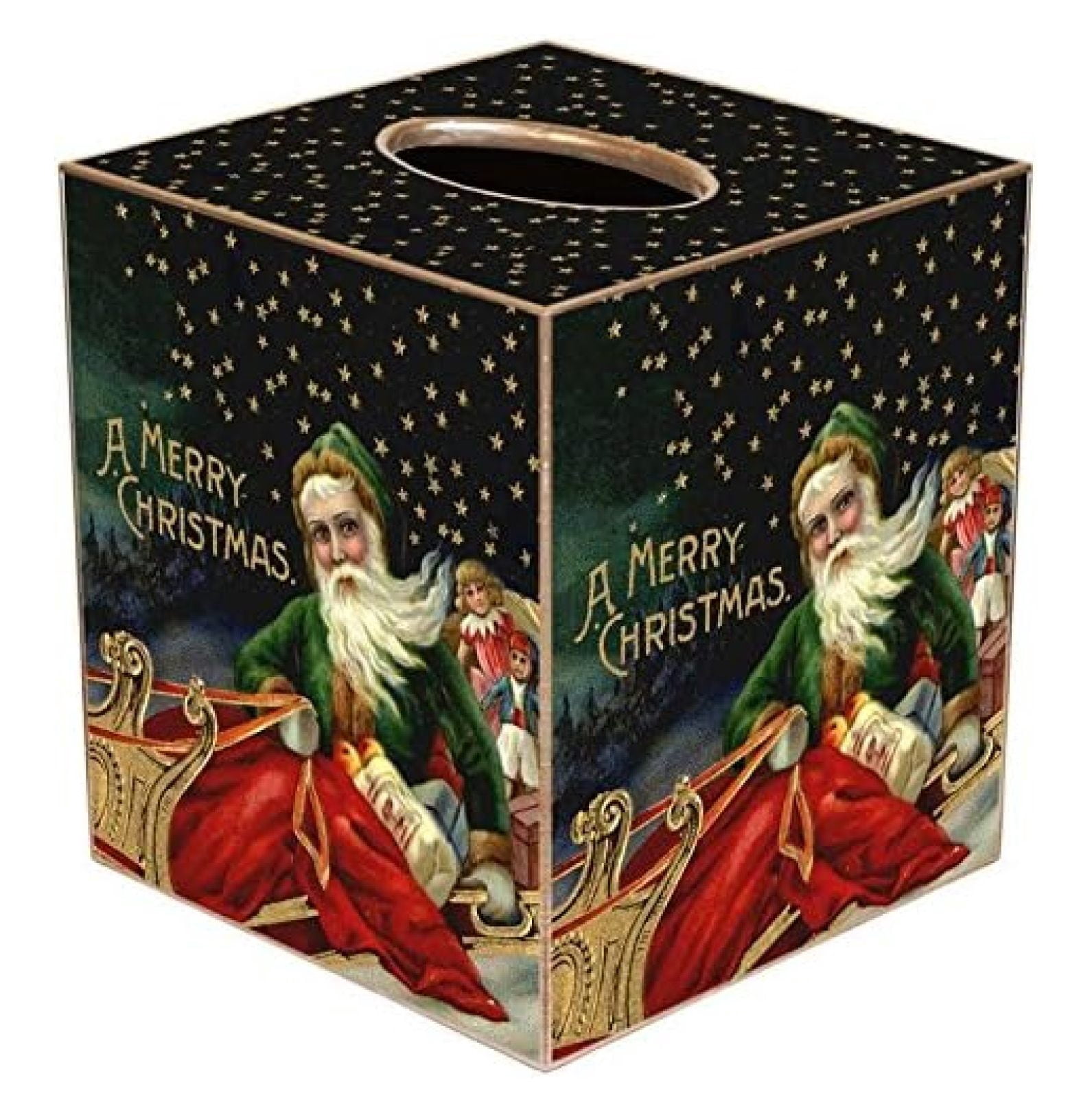 TB2535 - Christmas Tissue Box Cover Santa and his Sleigh Tissue Box ...
