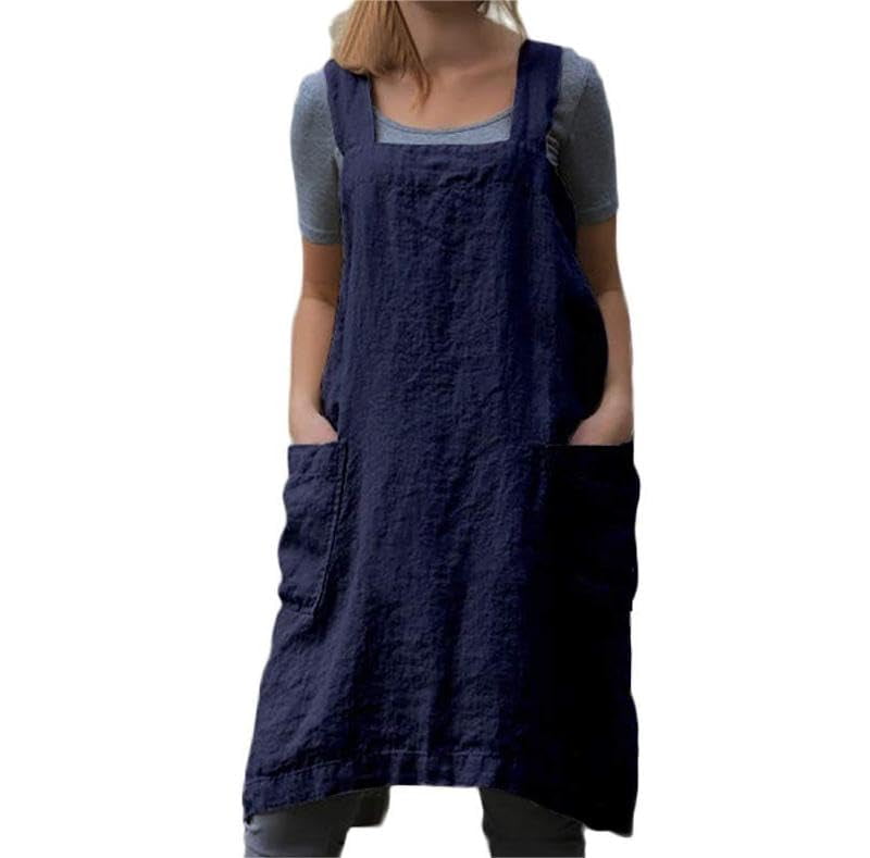 TBA Cotton Linen Apron Cross Back Apron for Women with Big Pockets ...
