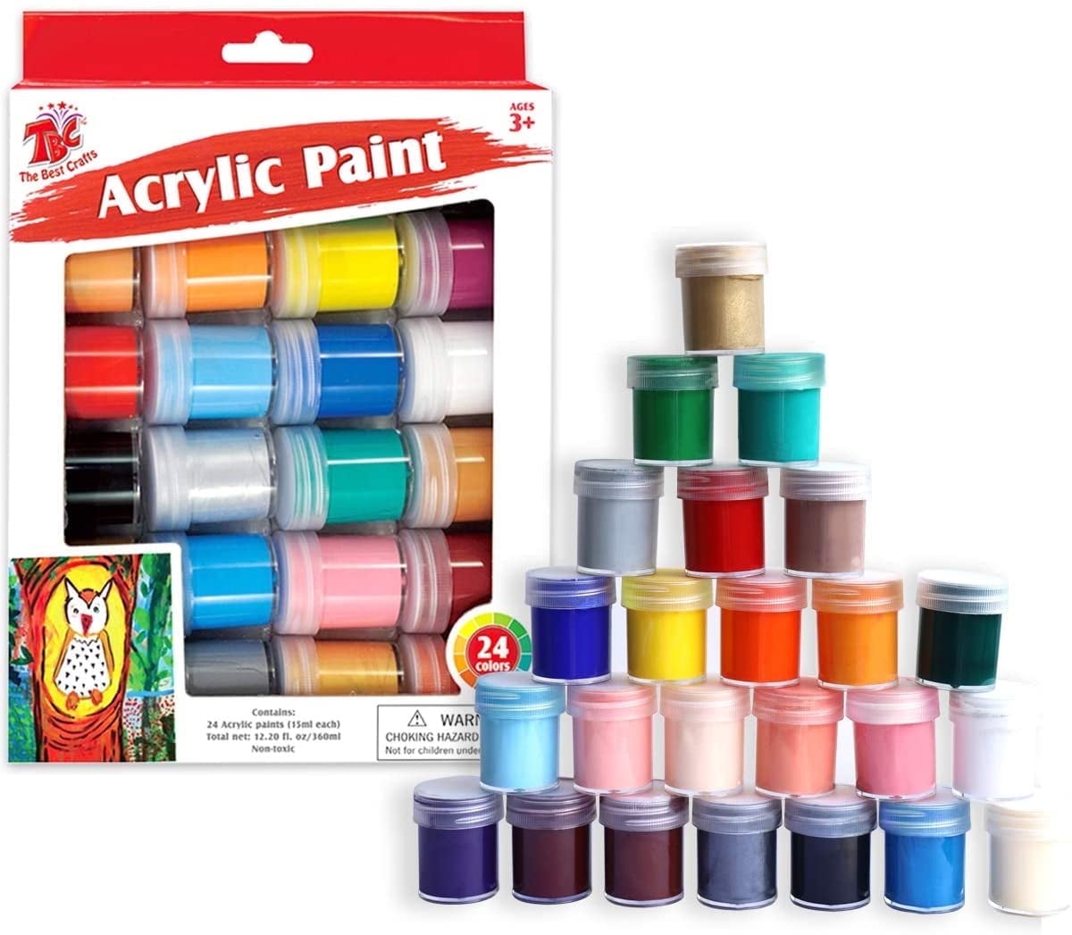 TBC The Best Crafts 24 Colors Acrylic Paint Jar Set Vibrant Colors ...