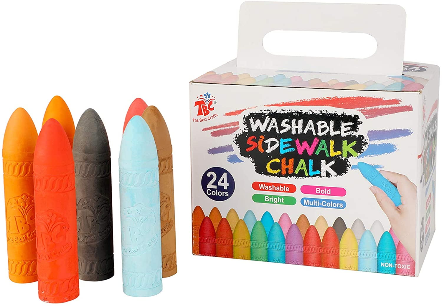 TBC The Best Crafts 24-Color Sidewalk Chalk Set - Bright & Bold Chalk ...