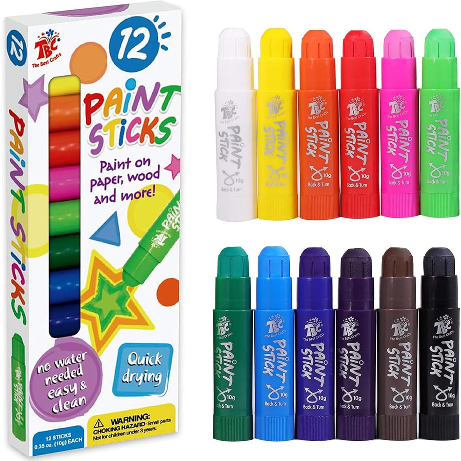 TBC The for Kids and Students C3 Best Crafts Paint Sticks,12 Classic ...
