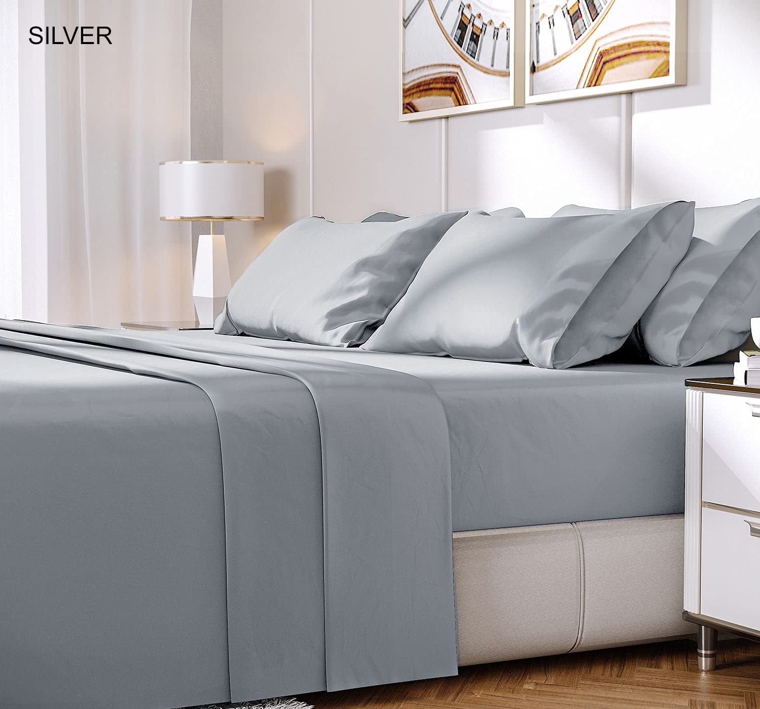 TBH Products LLC 1800 Thread Count Light Grey Solid Print Microfiber ...