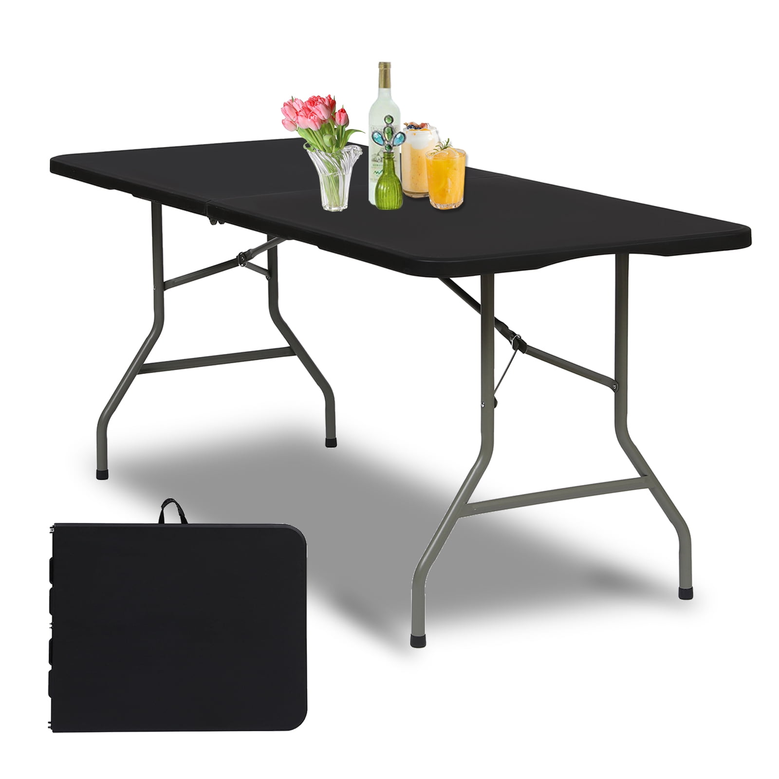 TBKLEY 6ft Portable Plastic Folding Tables for Home Garden Office ...