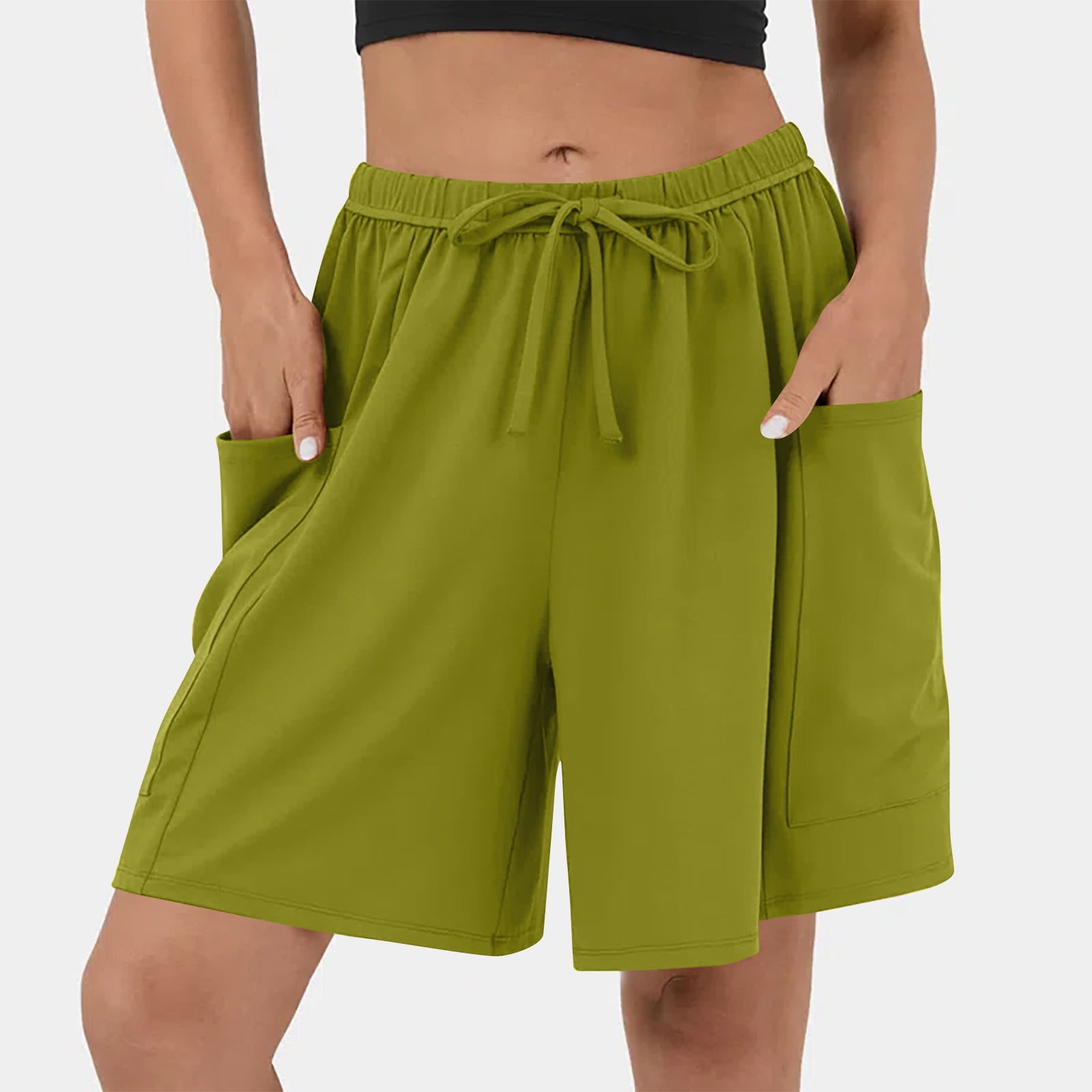 Tbkomh Running Shorts For Women Casual Cycling Shorts Fashion Solid