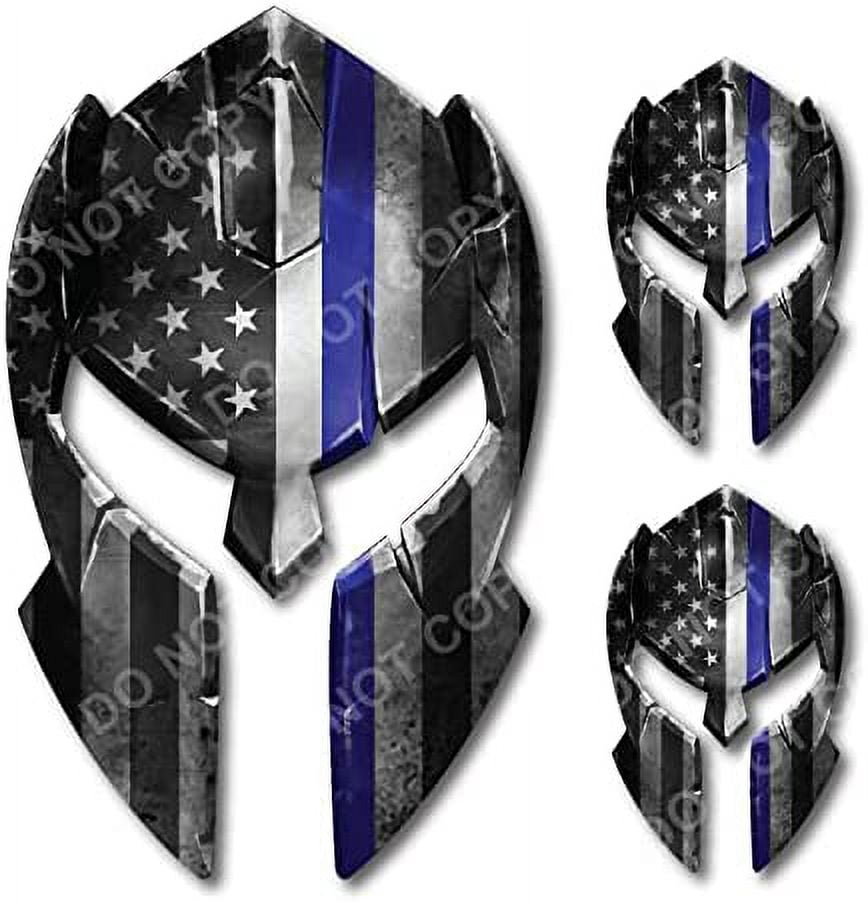 TBL Thin Blue Line Spartan Soldier Helmet American Flag Police Officer ...