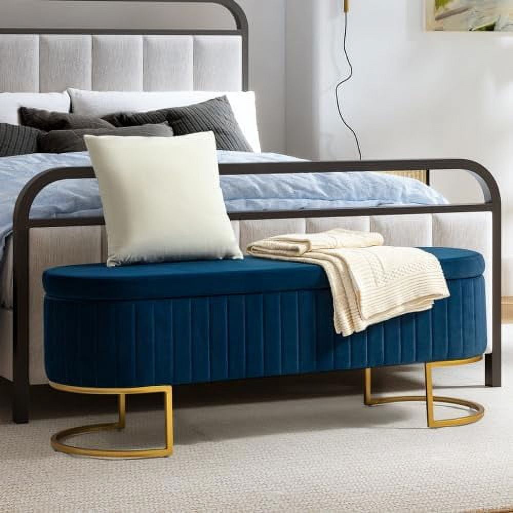 TBODSYP 50" Velvet Ottoman Bedroom Bench Upholstered End of Bed Bench ...
