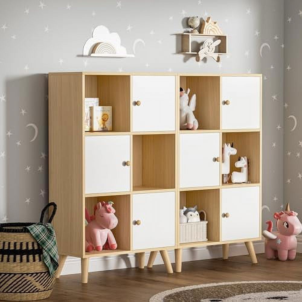 TBODSYP Brown and White 6 Cube Organizer 12 Cube Wooden Cubby Display ...