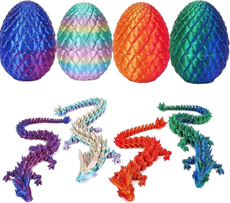 TBOLINE 3D Printed Dragon Egg, 3D Printer Articulated Crystal Animals ...