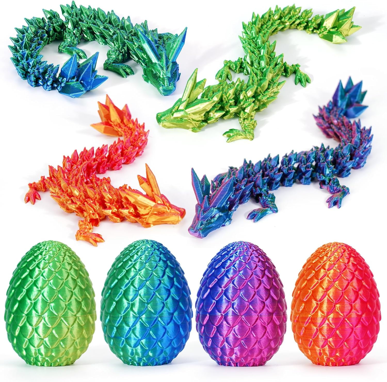 TBOLINE 4PCS 3D Printed Dragon Egg, Mystery Easter Egg Articulated ...