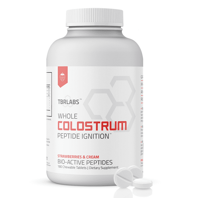 TBR Labs Bovine Colostrum Chewable Supplement for Humans, Strawberries ...