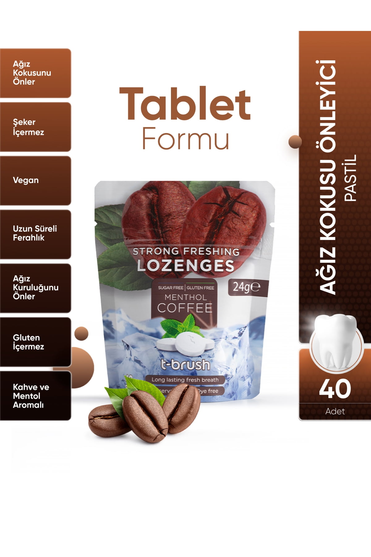 TBRUSH Coffee and Mint Flavored Refreshing Mouth Lozenge - Alcohol-Free ...