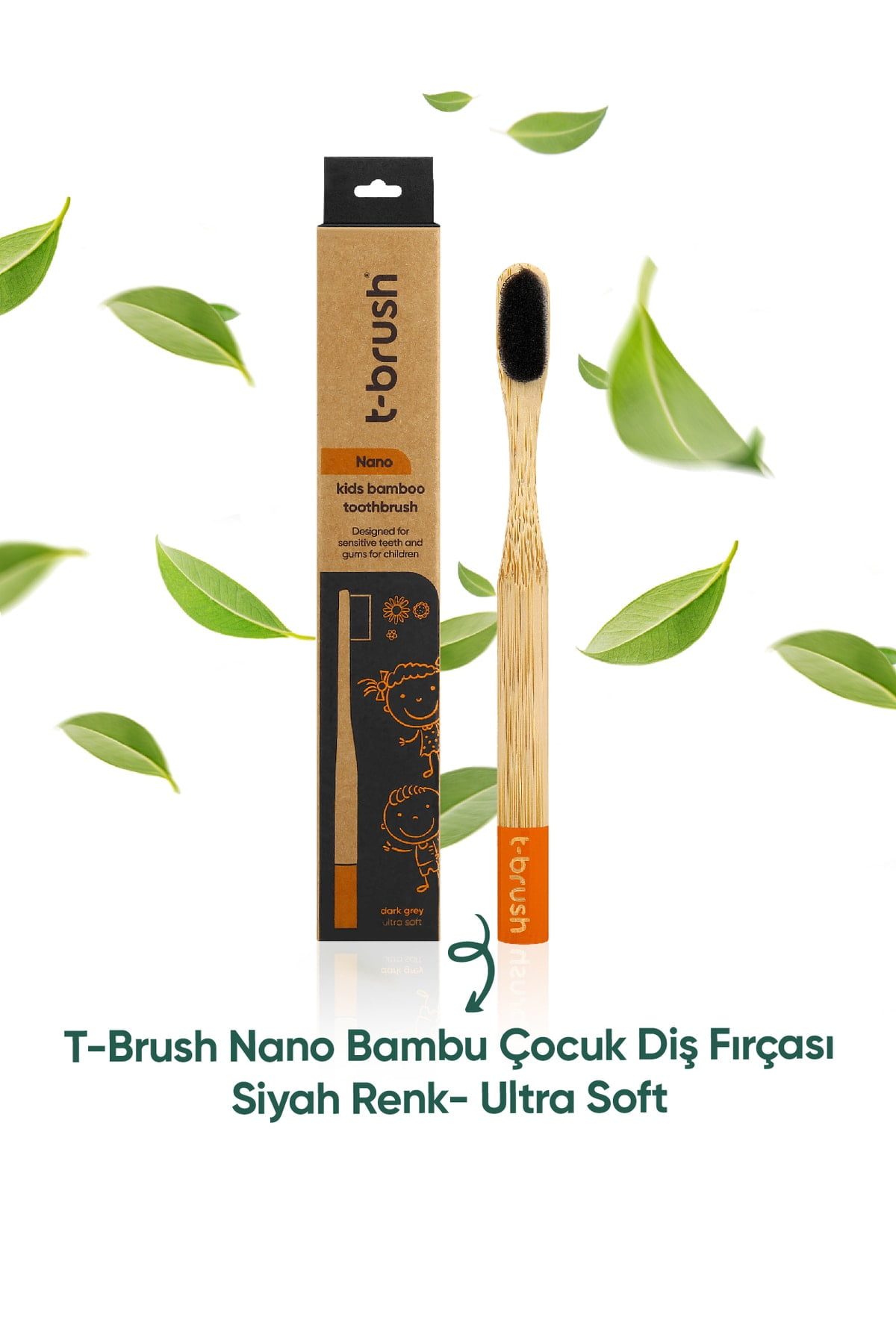 TBRUSH Nano Natural Bamboo Vegan Children's Toothbrush - Black Color ...
