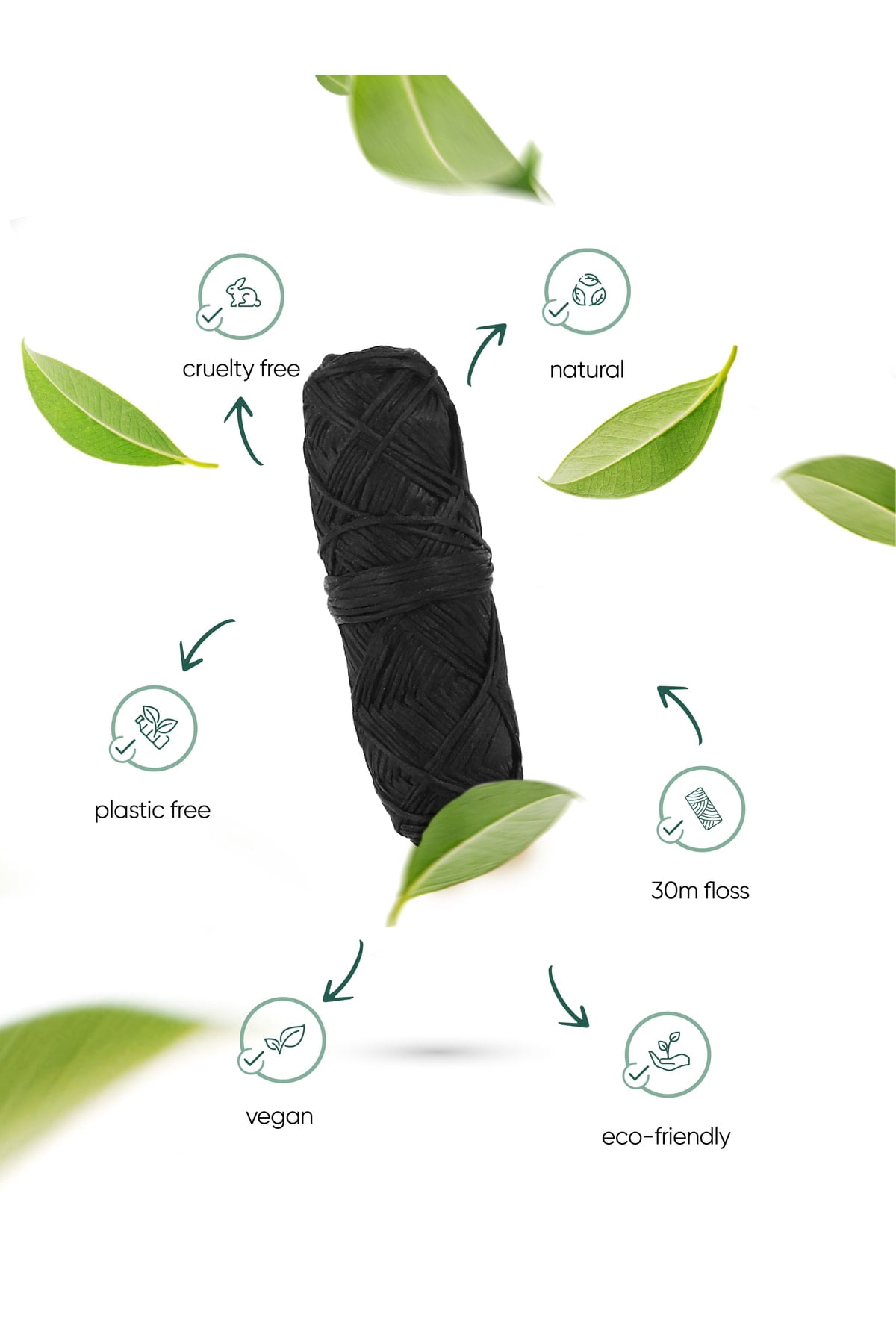 TBRUSH Natural Dental Floss with Activated Charcoal - 30m (1 Piece ...