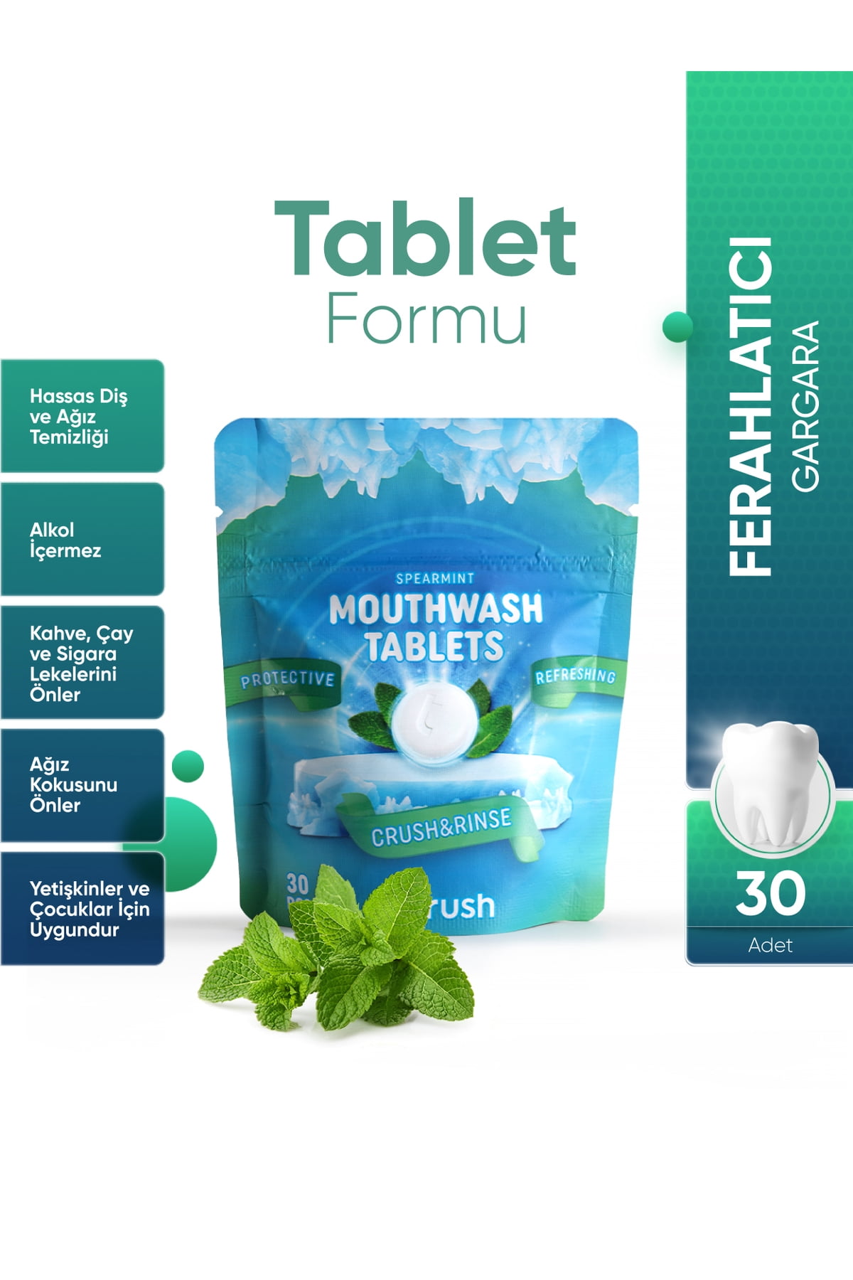 TBRUSH Protective and Refreshing Mouth Rinse Tablet, Alcohol-Free and ...
