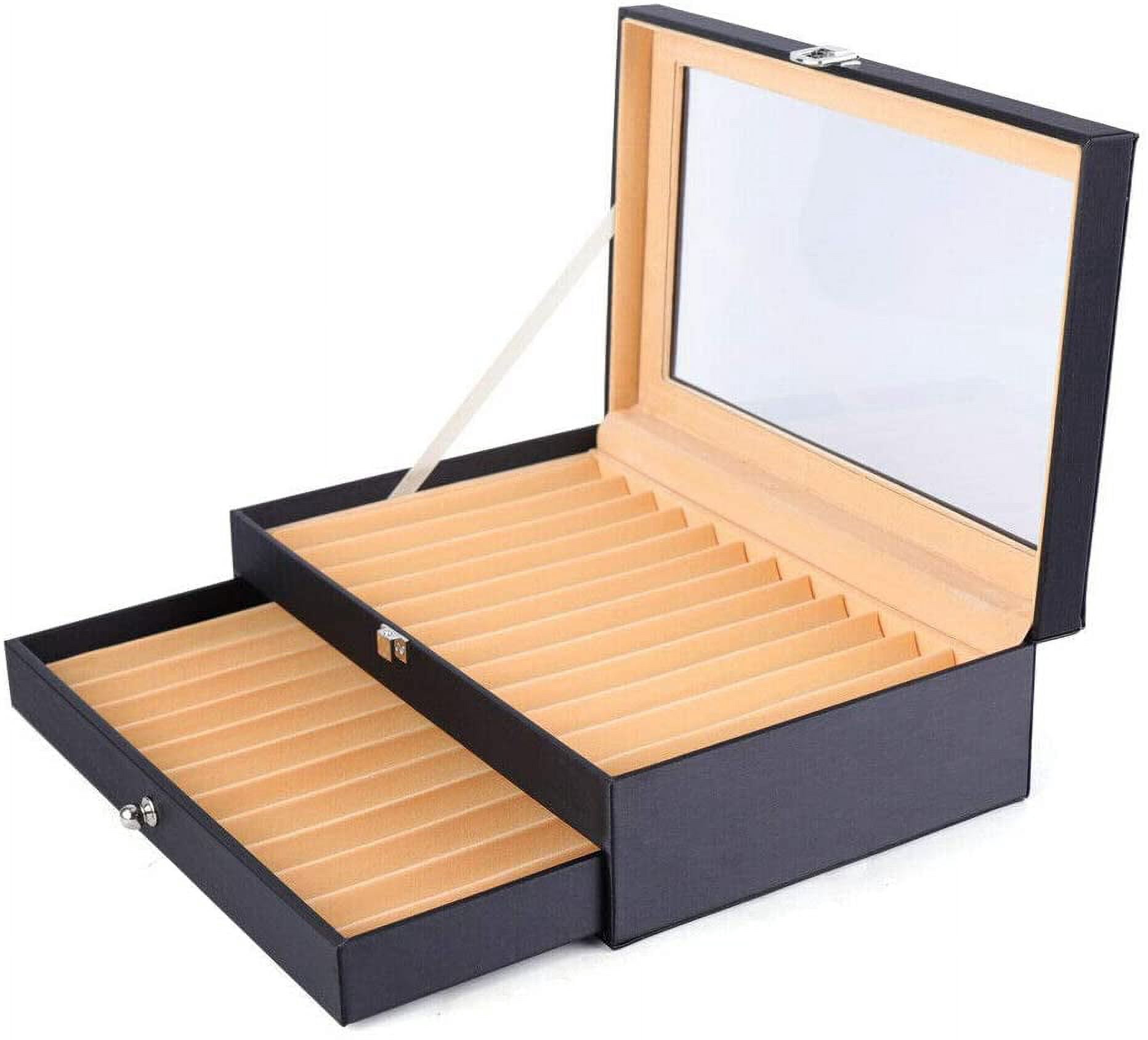 TBVECHI 2 Layer 24 Slots Display Box Pen Display Case Fountain Pen ...