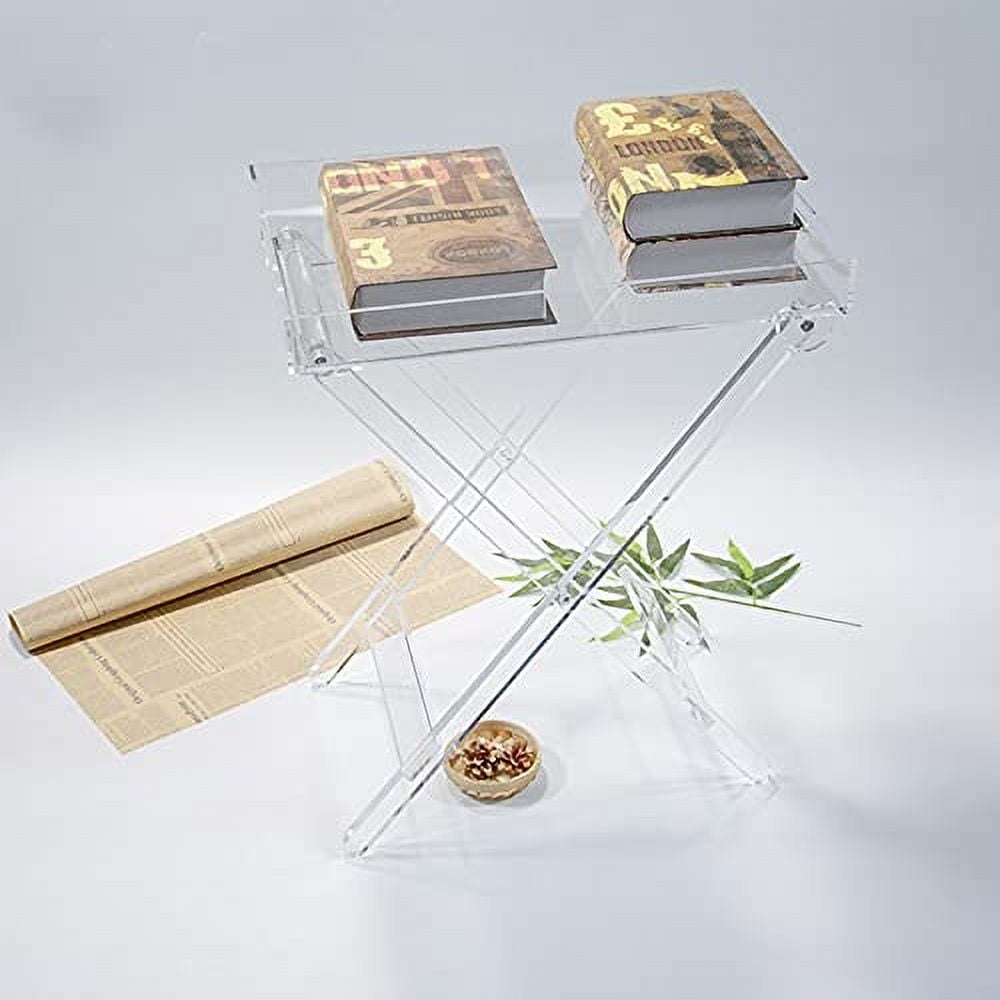 TBVECHI Portable Acrylic Folding Clear Side Table,44Lbs Capacity,for ...
