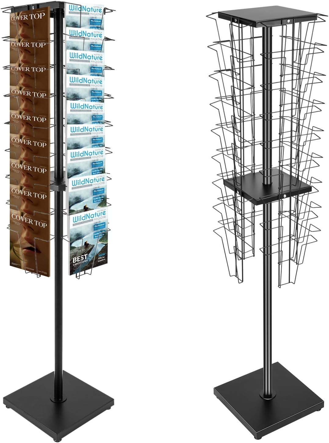 TBVECHI Rotating Magazine Rack, 63in Metal Brochure Display Stand with ...