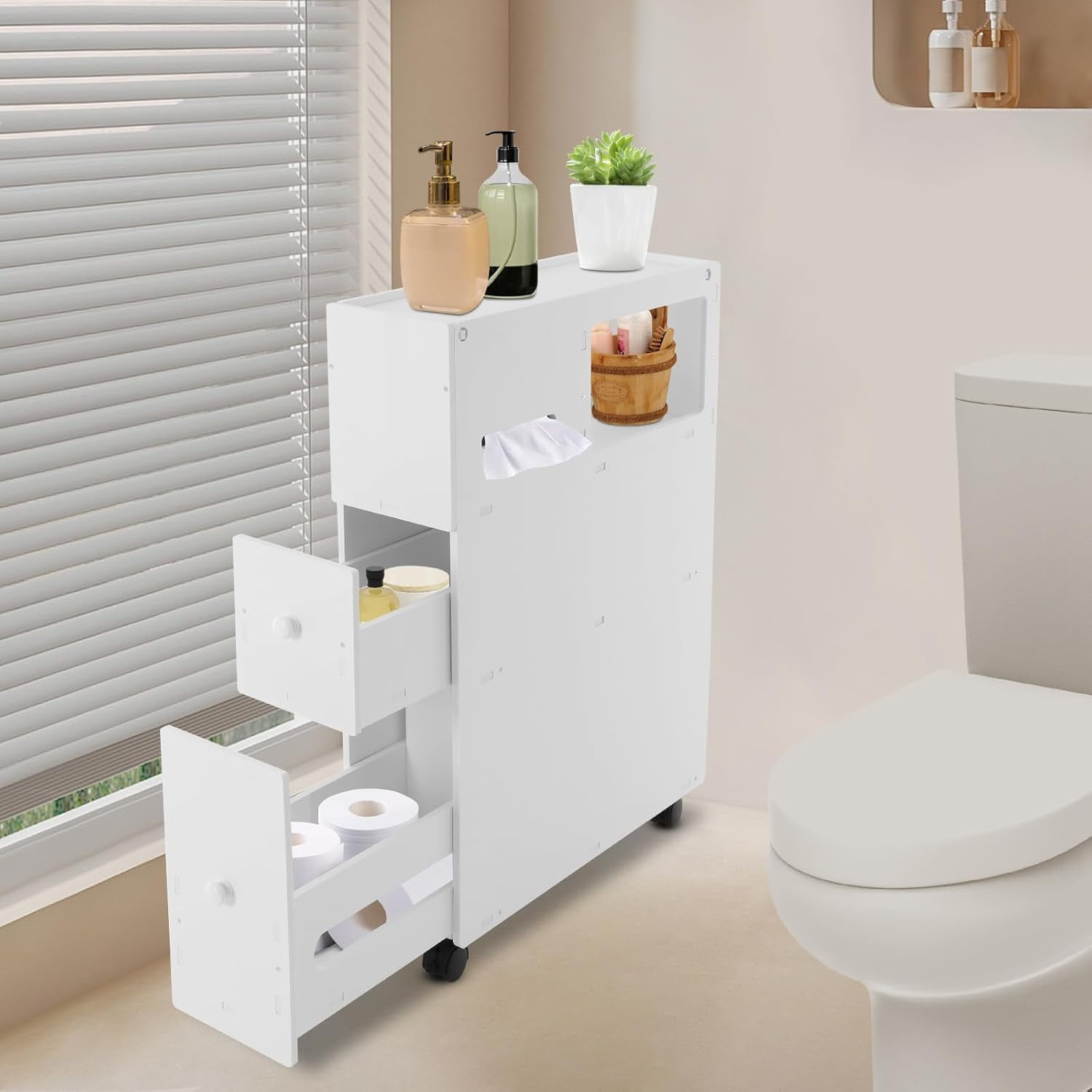 TBVECHI Storage Cabinet for Small Spaces, Slim Storage Cart Bathroom ...