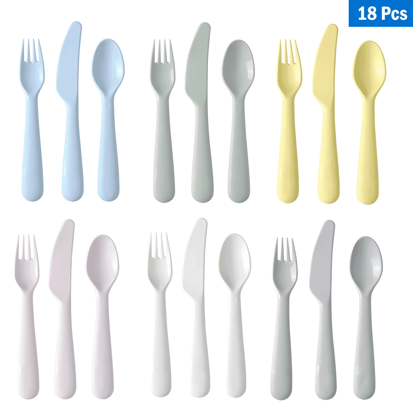 TBW·ZXHY 18 Piece Plastic Reusable Utensils Set, Service for 6, Durable ...