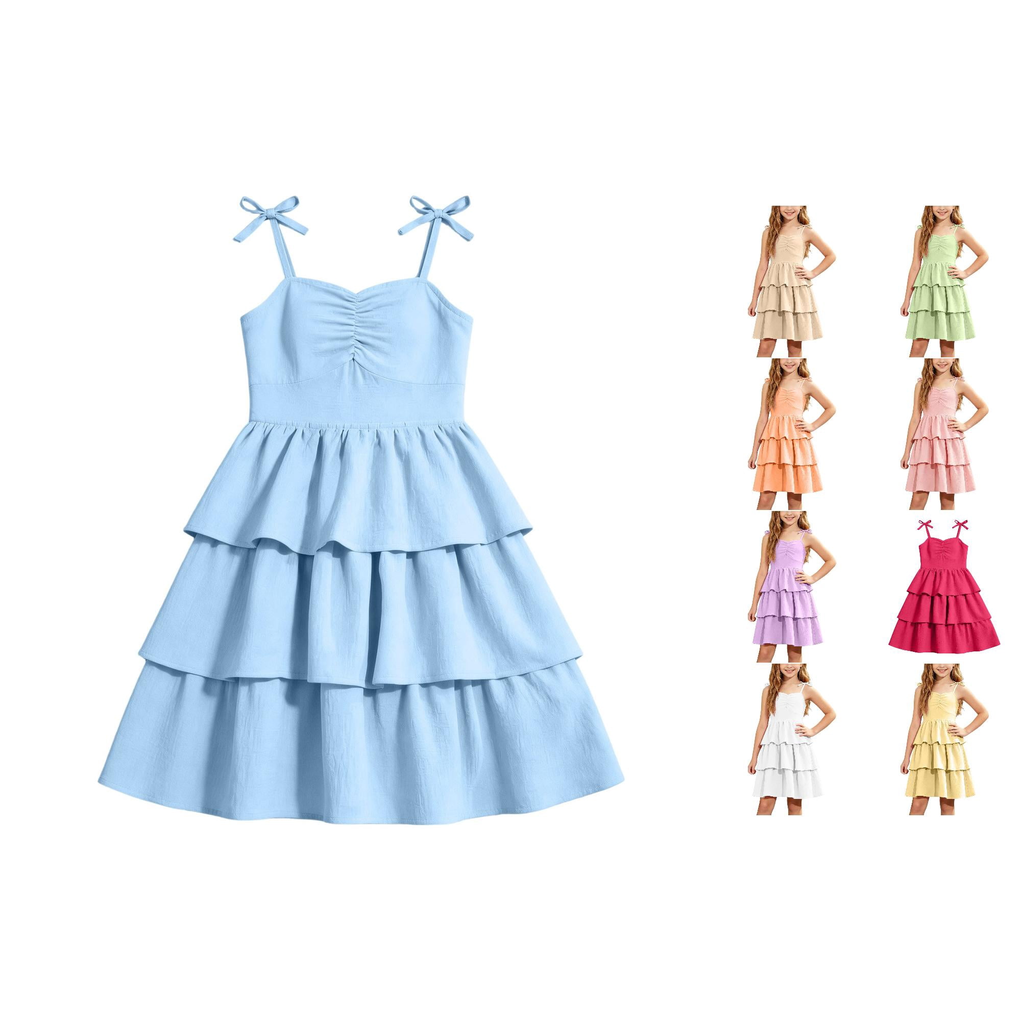 TBWNWG Elegant Girls Party Dress with Backless Strap Design for Spring ...