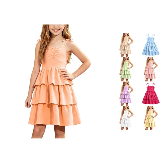 TBWNWG Elegant Girls Party Dress with Backless Strap Design for Spring ...