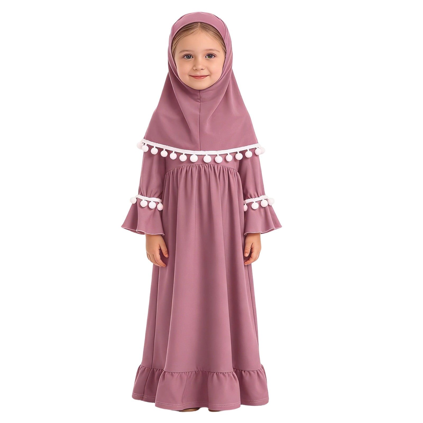 TBWNWG Elegant Girls Prayer Abaya Dress and Hijab Set for Worship ...