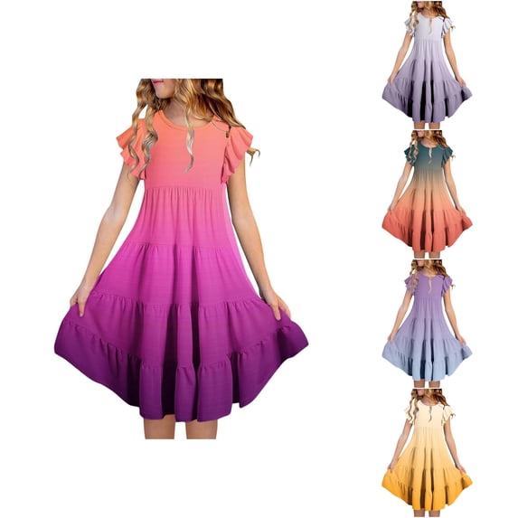 TBWNWG Girls Dresses for Kids Lightweight Gradient A Line Party Daily ...