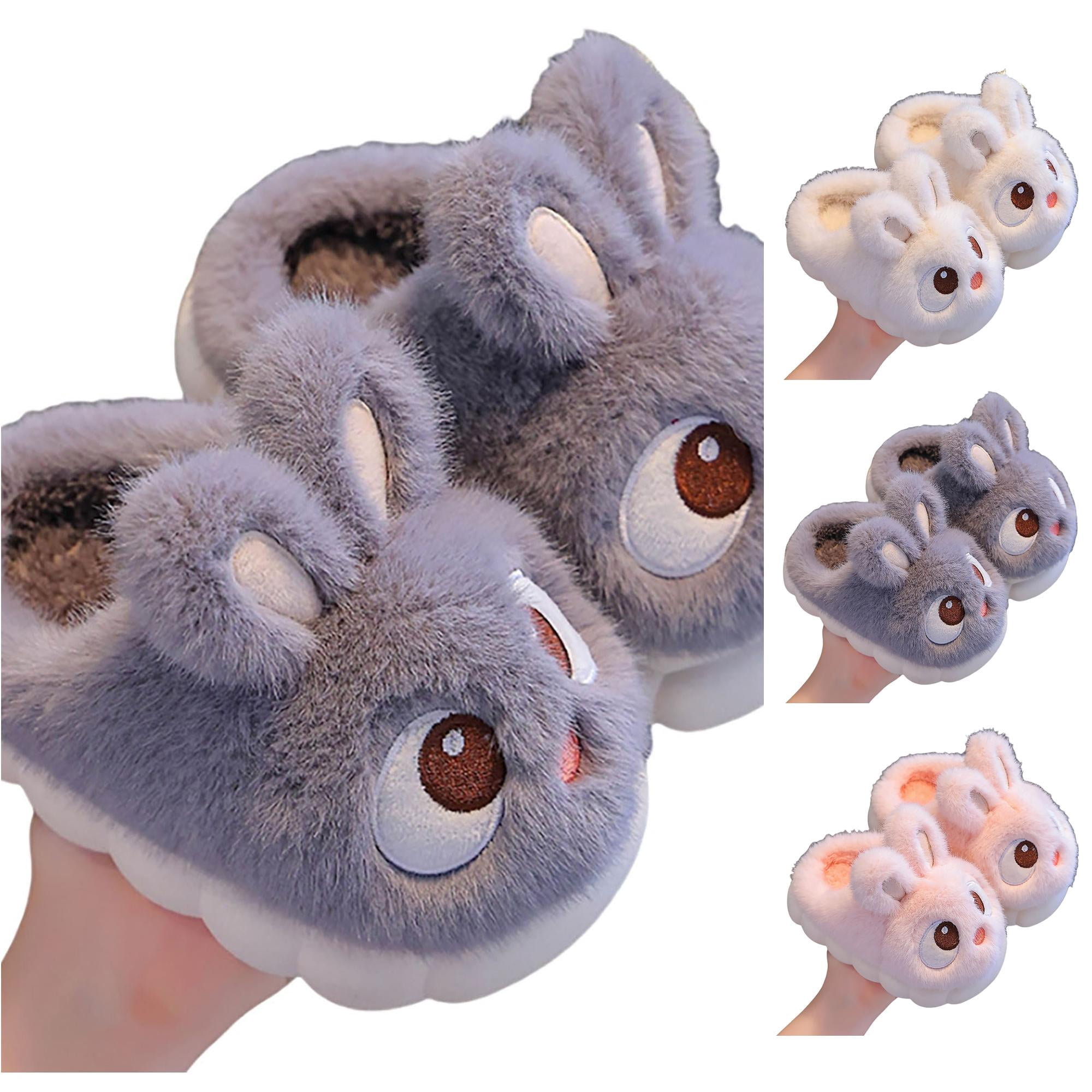 TBWNWG Girls Slippers Winter Warm Fuzzy Rabbit Shoes for Kids Indoor ...