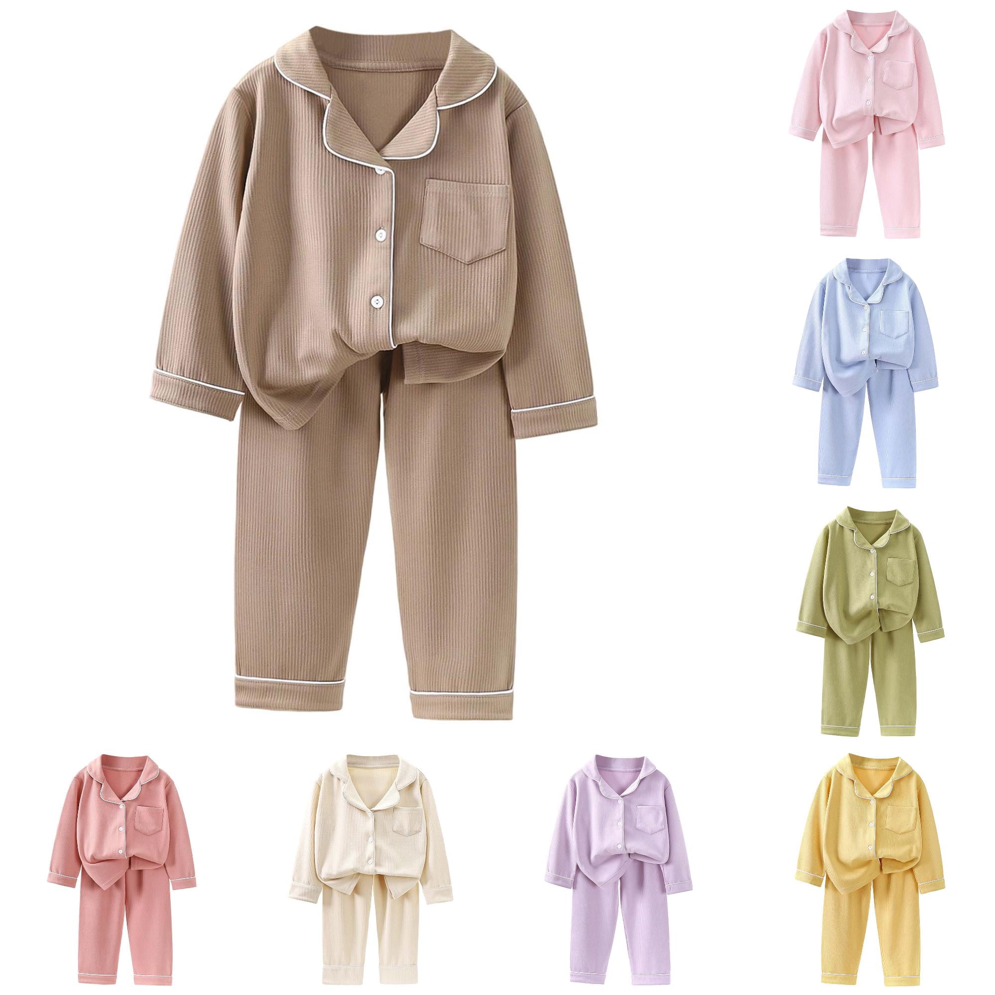 TBWNWG Girls Thermal Pajama Set for Cozy Winter with Lapel Collar ...