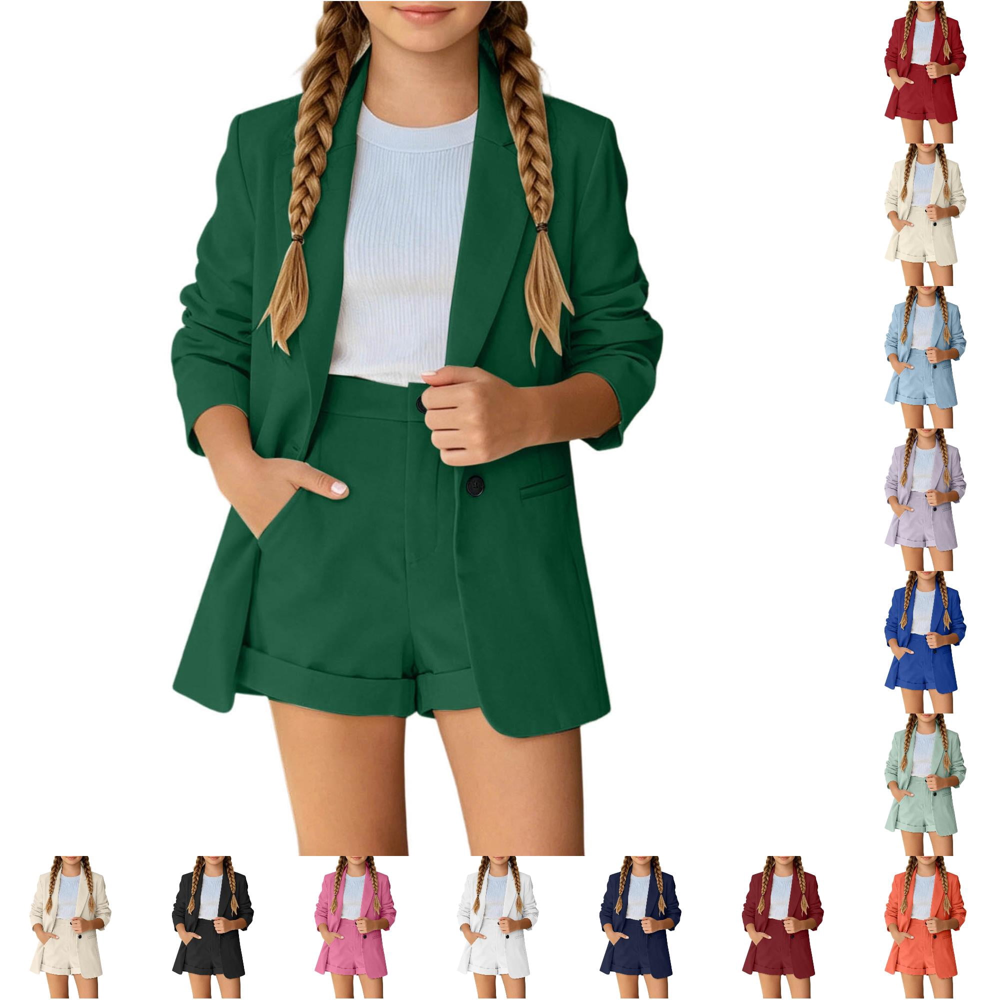 TBWNWG Girls Two Piece Button Down Long Sleeve Short formal Outfit for ...