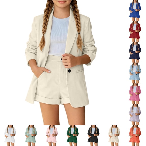 TBWNWG Girls Two Piece Button Down Long Sleeve Short formal Outfit for ...