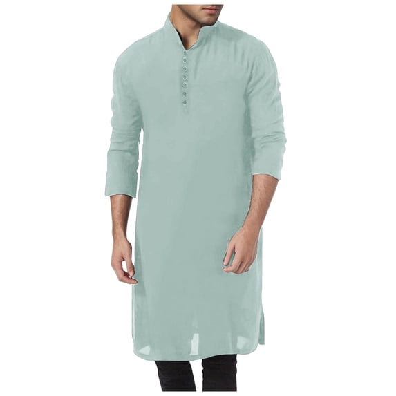 TBWNWG Men's Thobe Traditional Arab Kandoura Robe for Prayer and Ethnic ...