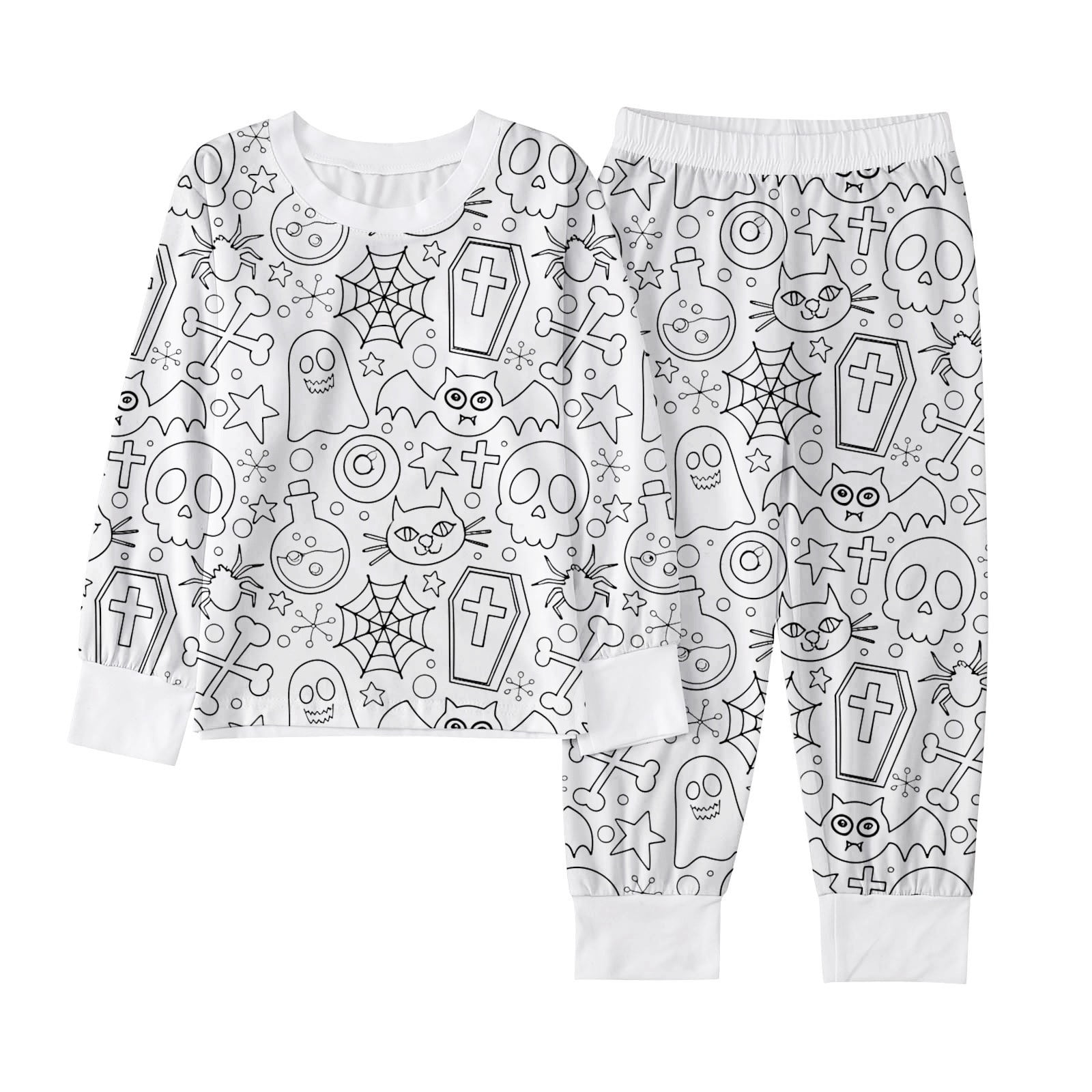 TBWNWG Summer Pajamas for Girls,Kids DIY Coloring Sleepwear Long Sleeve ...