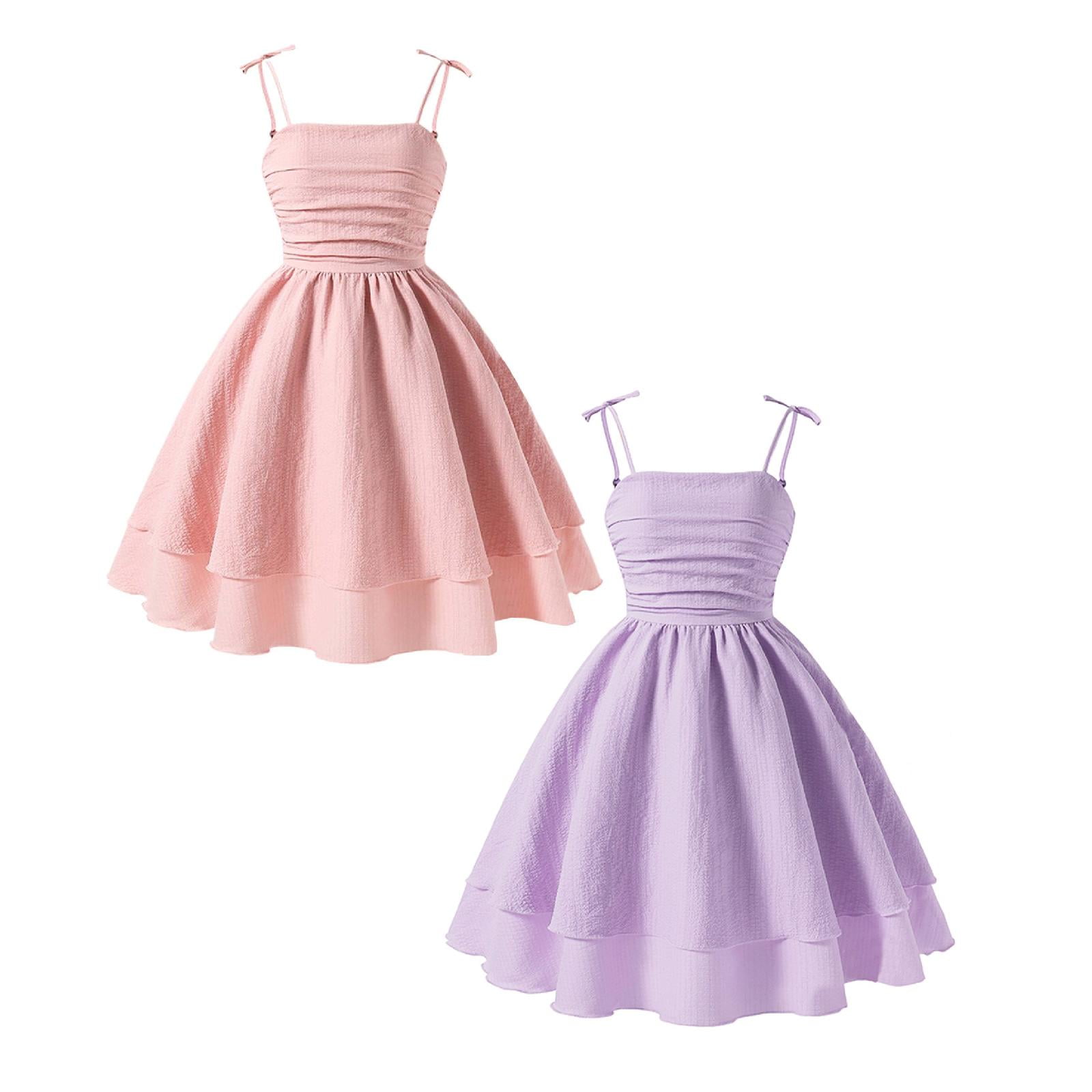 TBWNWG Teen Dresses Sleeveless Strappy Casual Elastic Comfortable ...