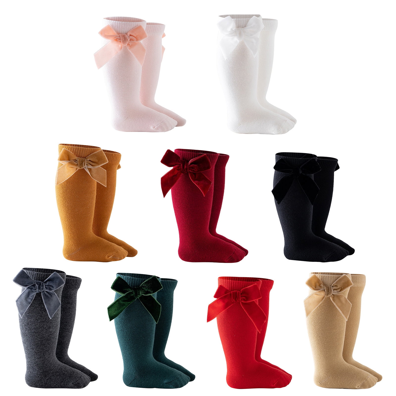 TBWNWG Toddler Baby Kids Girls Solid Knee-High Socks Stockings Mid-Calf ...