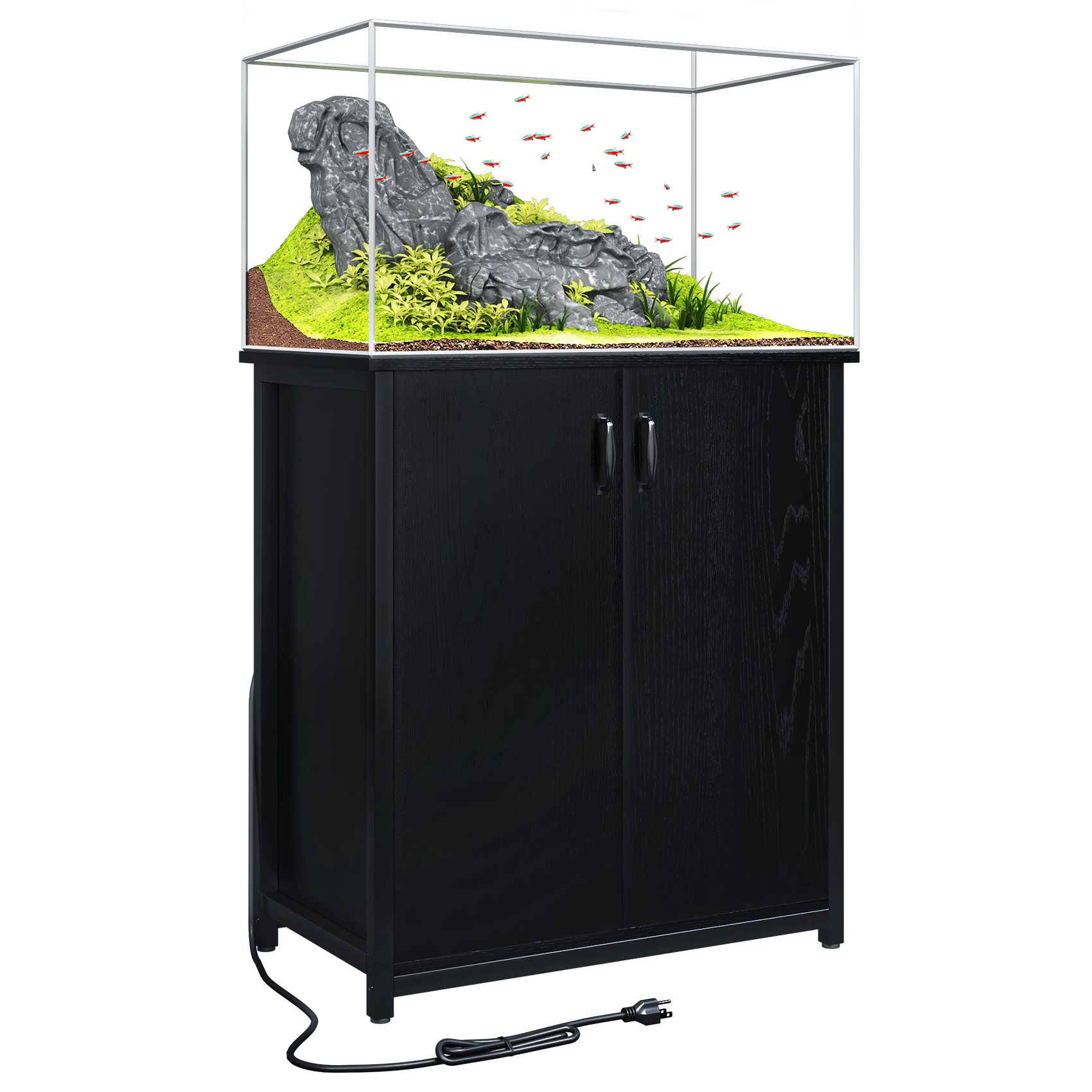 Dextrus Heavy Duty Metal Aquarium Stand with Power Outlets and Cabinet ...
