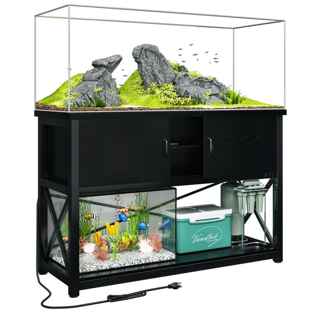TC-HOMENY 55-75 Gallon Aquarium/Fish Tank Stand 2 layers with Cabinet ...