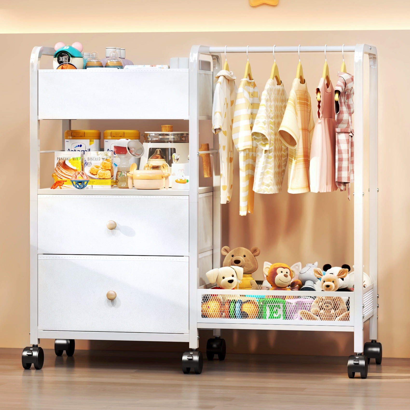TC-HOMENY Baby All Essentials Diaper Toys Organizer Cart with 3-Tier ...