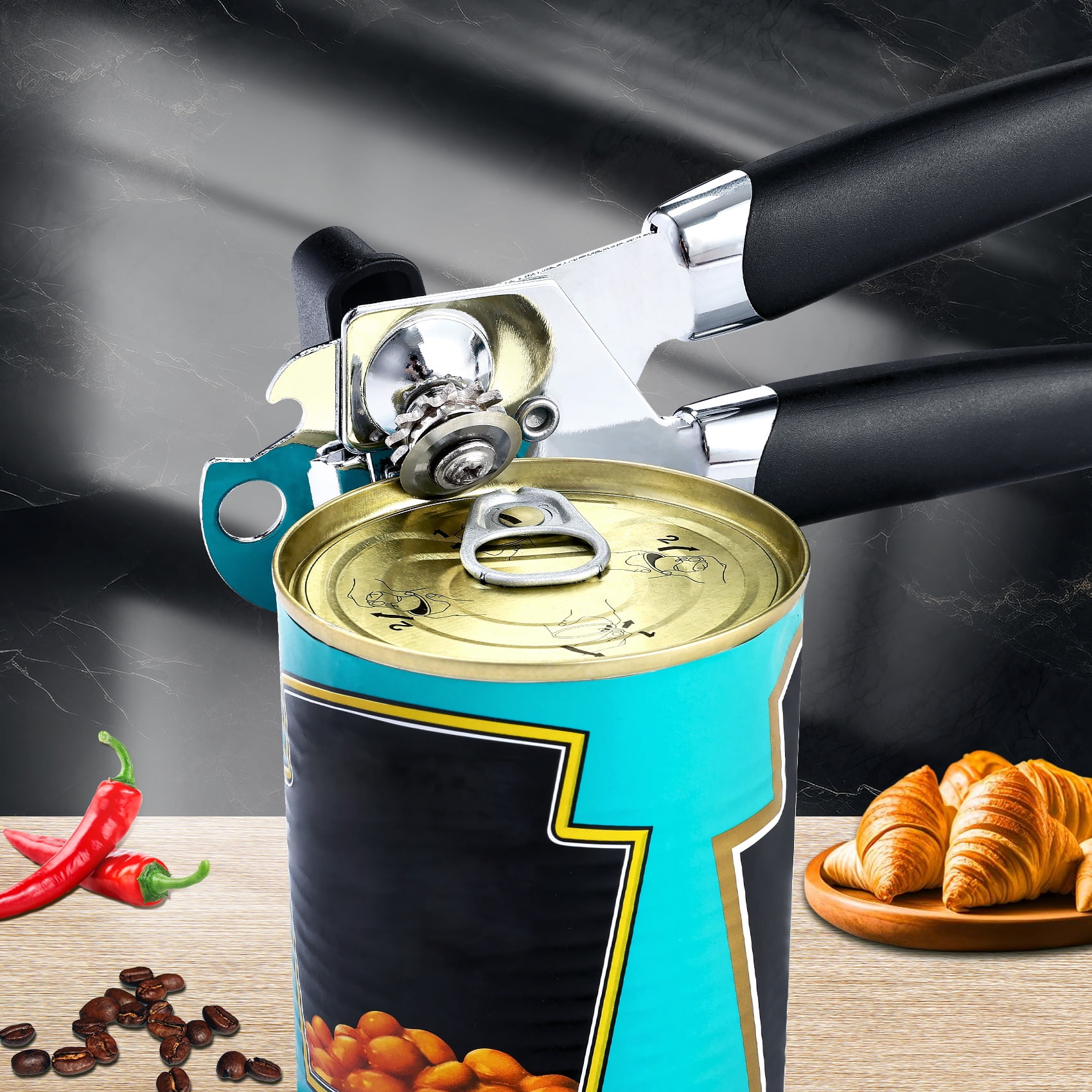 TC-HOMENY Can Opener w/ Handle, Handheld Openers w/ Smooth Edge & Large ...