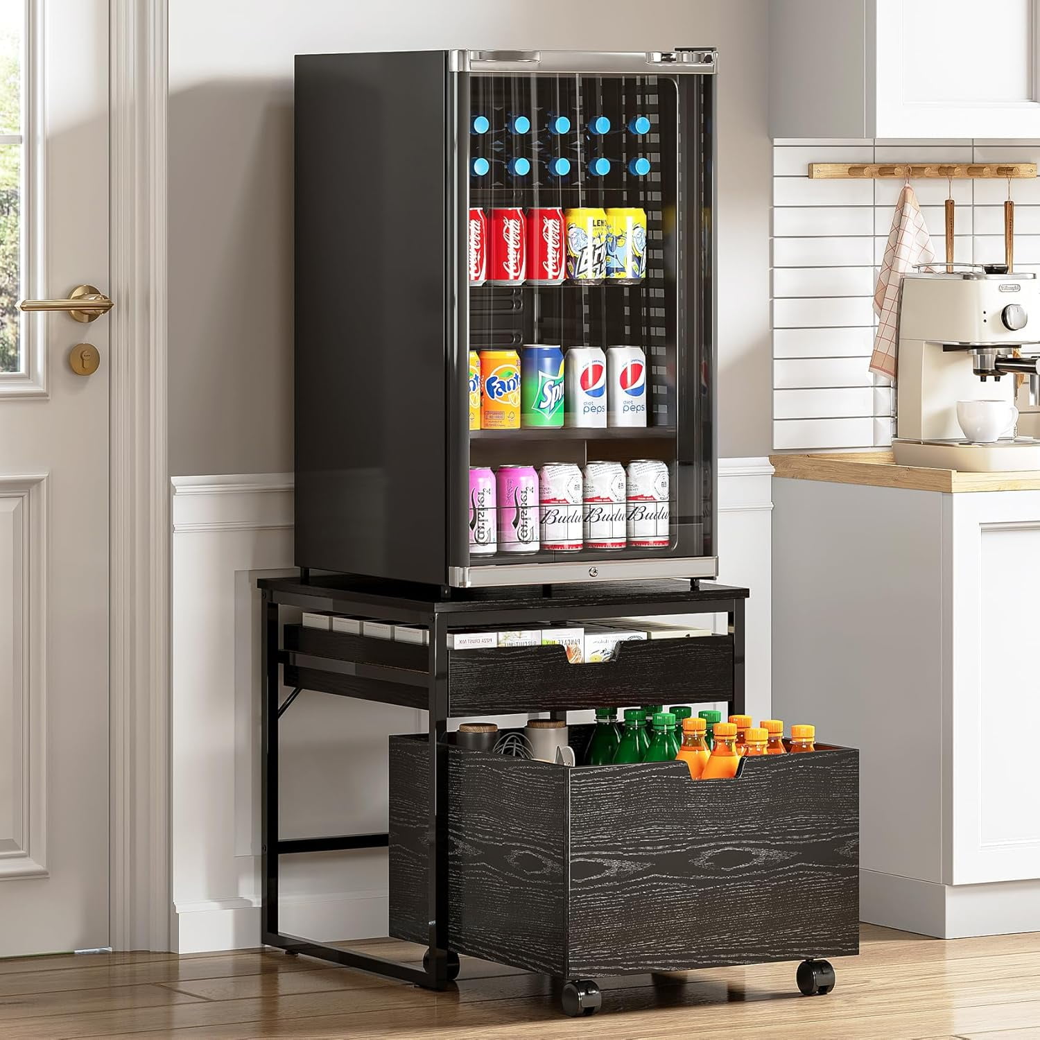 TC-HOMENY Mini Fridge Stand with Storage Drawer, 300 lb Load Capacity ...