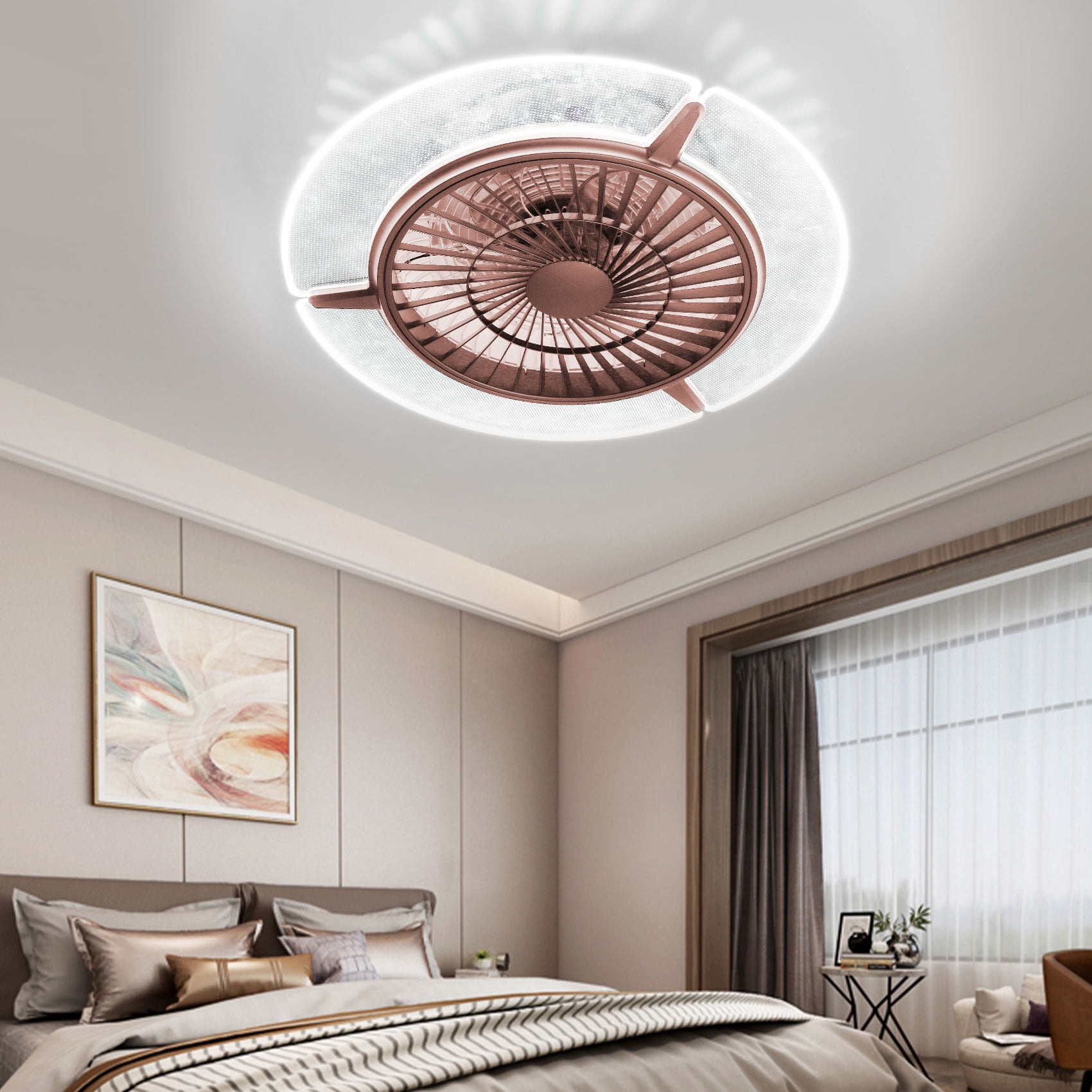TC-Home LED Ceiling Fan Light kit, 23" 3-Color Changed Semi Flush Mount ...