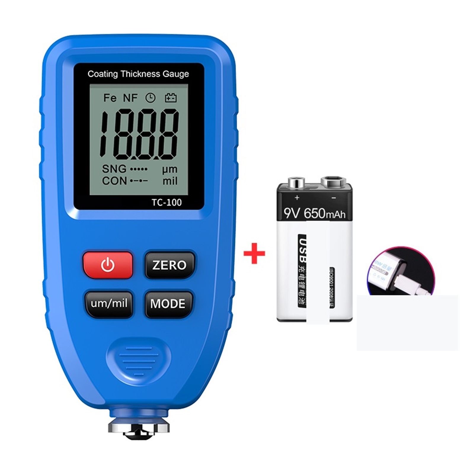 TC100 Car Paint Coating Thickness Gauge 0.1um/0-1300 Car Paint Film ...