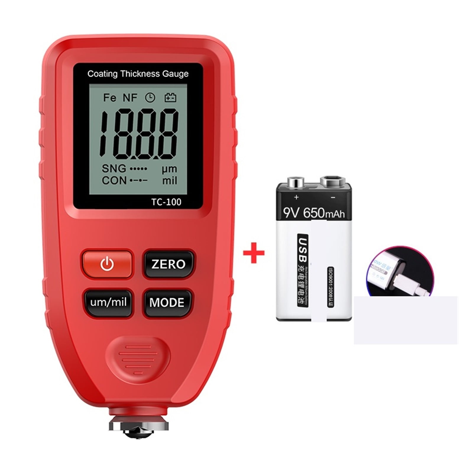 TC100 Car Paint Coating Thickness Gauge 0.1um/0-1300 Car Paint Film ...