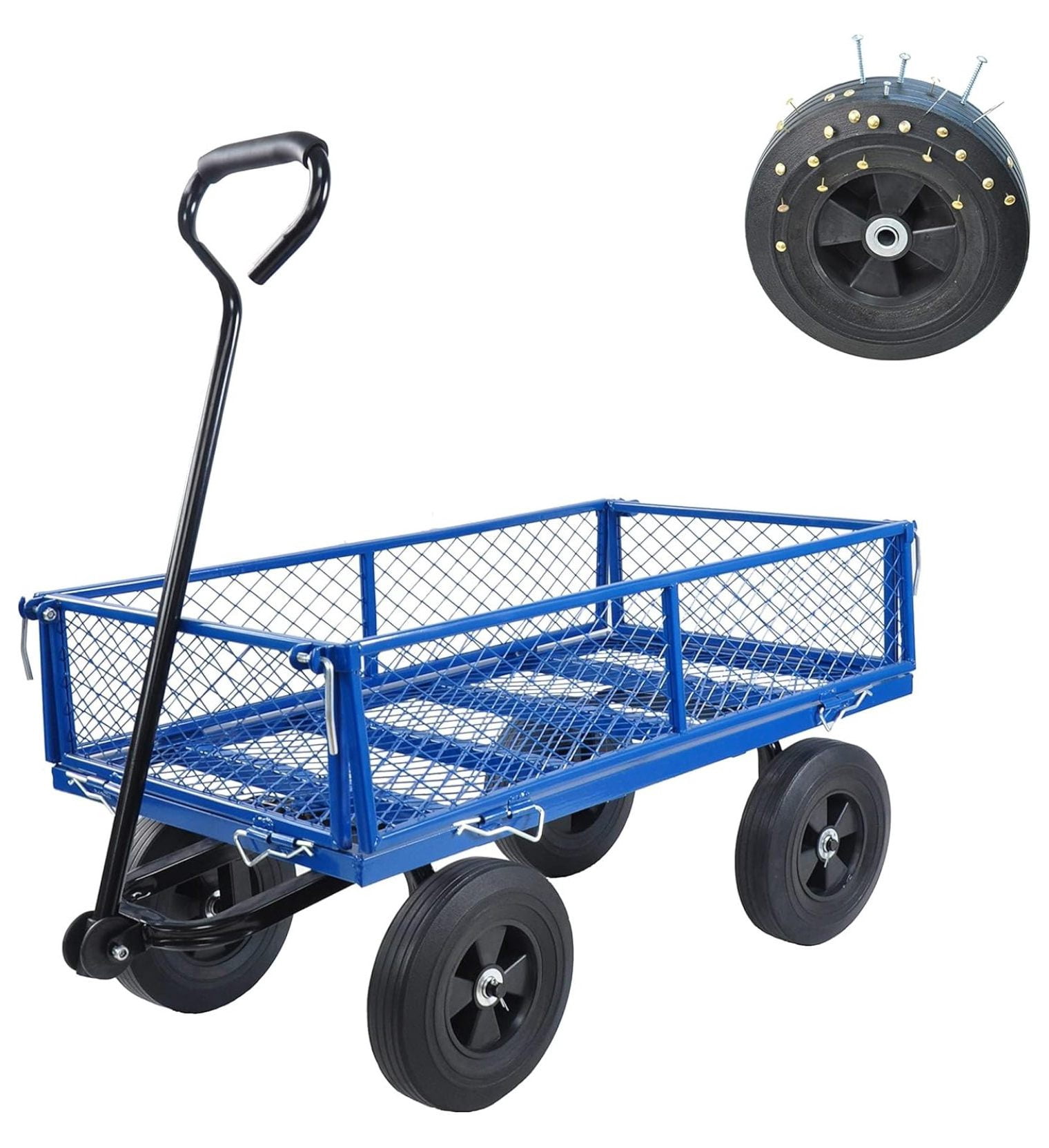 TC1840 Blue Solid Wheels Garden Dump Cart - Utility Wagon with ...