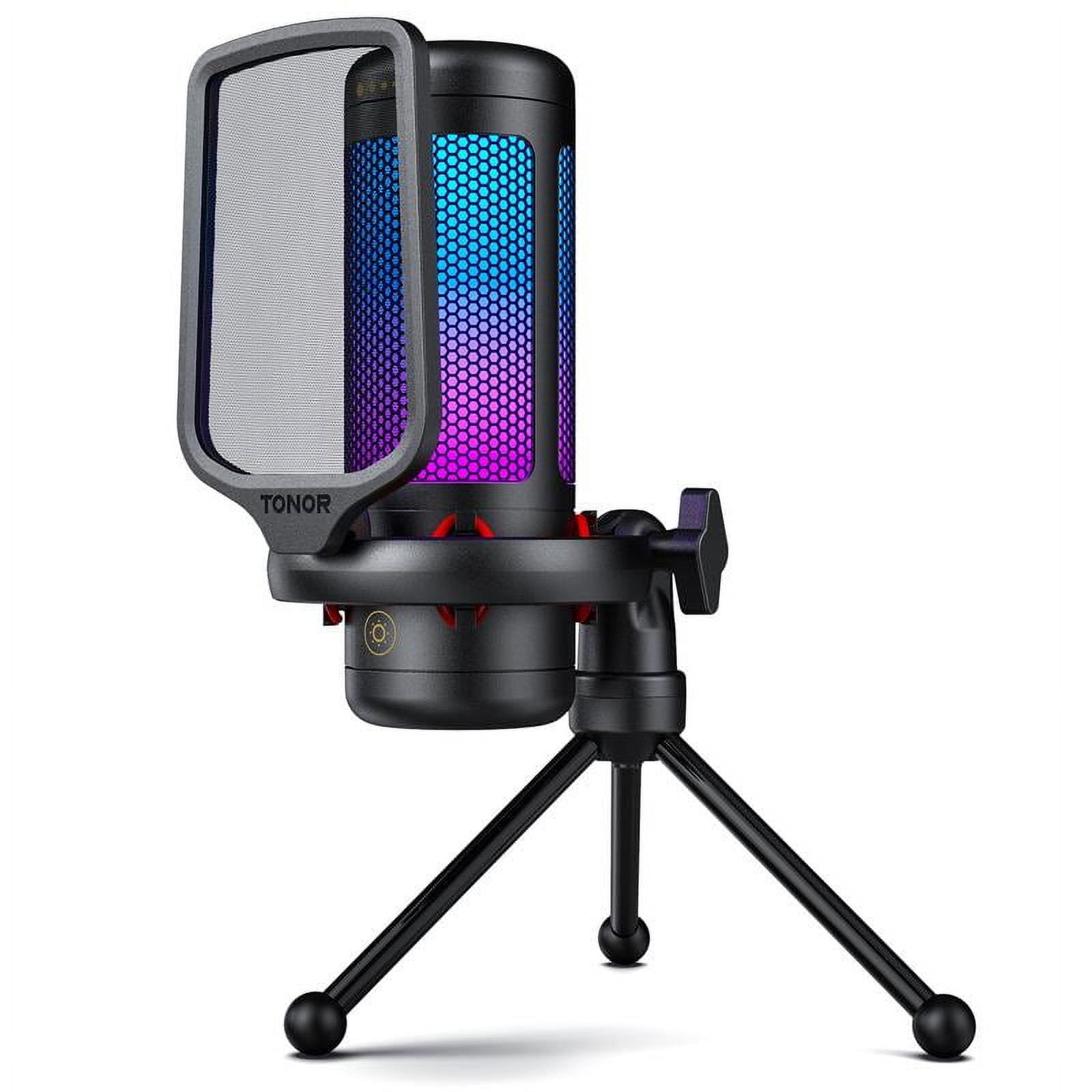 TC310 Cardioid Condenser USB Microphone, Adjustable RGB Lighting, Light ...