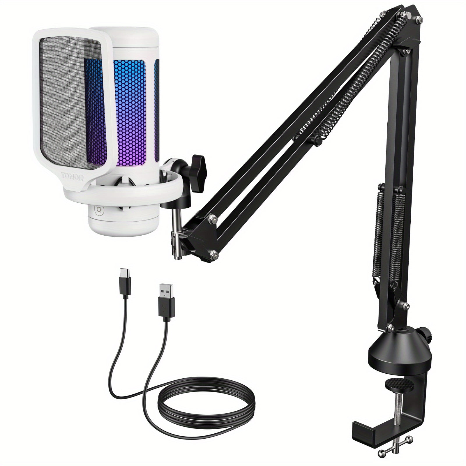 TC310+ USB Gaming Microphone with RGB, Pop Filter & Shock Mount, Boom ...