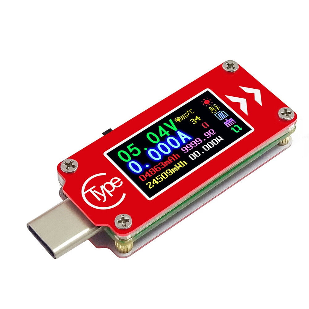 TC64 LCD Power USB Voltmeter Ammeter Voltage Current Meter TYPE C ...
