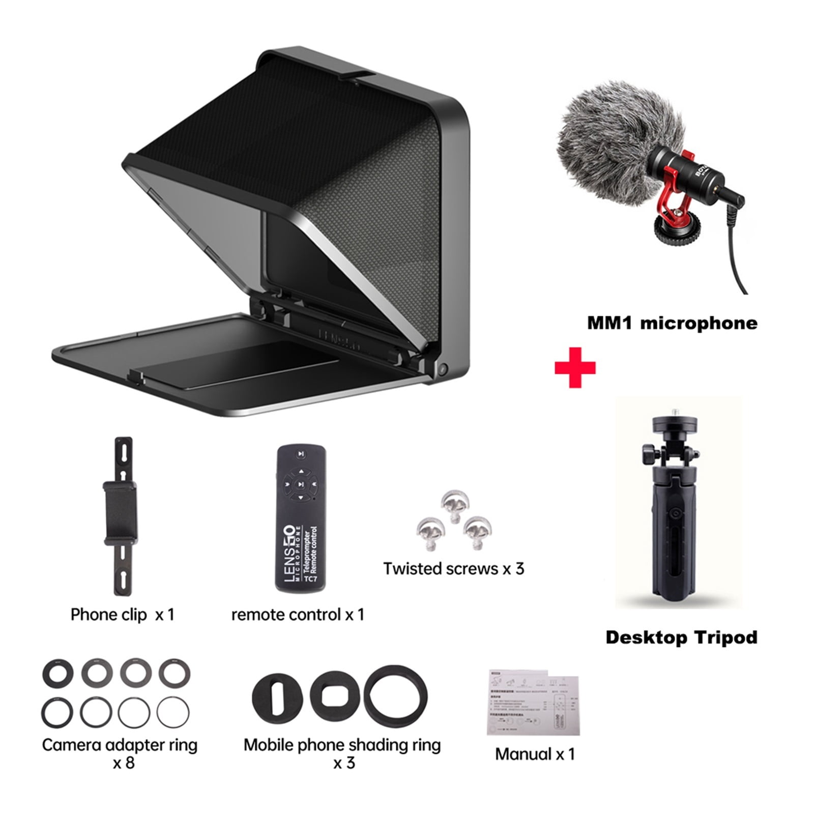 TC7 Fold Prompter Portable Teleprompter For Phone Camera For Live ...